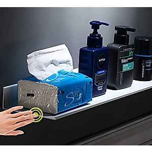 FHY White Metal Wall Mounted Floating Shelves Ledge,Space Saving Rustproof Aluminum Bathroom Shelf Wall Mount Shelving Extra Strong Floating Shelves Storage Rack(30CM,Pack of 1pcs)