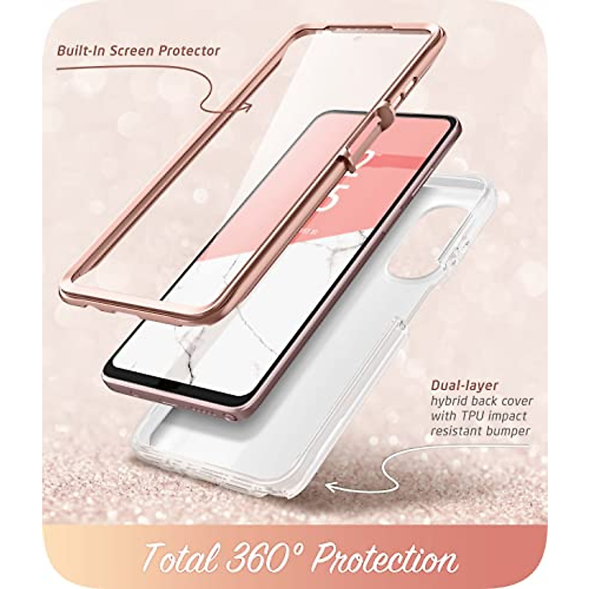 i-Blason Cosmo Series Designed for Moto G Stylus 5G Case (2022) [Not for 4G Version& 2020/2021 Version], Slim Stylish Protective Case with Built-in Screen Protector (Marble)