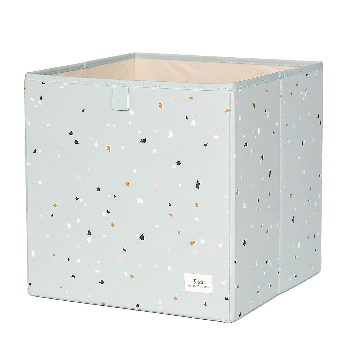 3 Sprouts Recycled Fabric Cube Storage Bin - 13 Inch Collapsible Organizer for Cube Shelving Systems, Kids Cubby Bins - Terrazzo Green