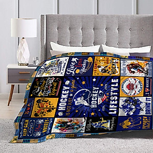 JOPJOLIW Ice Hockey Gifts, Hockey Player Blanket, Hockey Blanket for Boys, Hockey Gifts for Men Boys, Winter Gifts for Hockey Lovers, Hockey Player Gifts Warm Flannel Throw Blanket 50"X60"