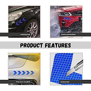 NTNEV 10PCS Arrow Reflective Stickers, Waterproof Vehicle Safety Warning Stripe Adhesive Decals, Bumper Body Helmets Stickers, Universal for Car, Truck, Motorcycle, Bicycle (Blue)