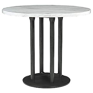 Signature Design by Ashley Centiar Contemporary 42" Round Counter Height Faux Marble Dining Table, Black & White