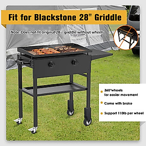 Petrirufun Universal Caster Wheels for Blackstone 28" Griddle, Griddle Wheels Parts for Blackstone Accessories with Brake, 360 Degree Silky Swivel, Fit for Blackstone 28 inche Griddle