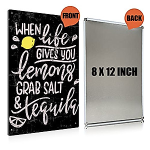 BEASTZHENG Funny Kitchen Lemon Metal Tin Sign Wall Decor Vintage When Life Gives You Lemons Sign for Home café Decor Gifts