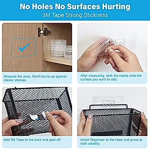 Estituent 2 Pack Metal Over Cabinet Organizer Storage No Drilling Lid Organizer Slim Space Kitchen|Bathroom Pantry Door Organizer Holder Bin Multi-Use Wall Door Basket with Double Adhesive Pads