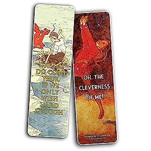 Creanoso Peter Pan Quotes Bookmarks (60-Pack) – Inspirational Premium Gift Bookmarker Card Collection for Bookworms, Bibliophiles, Men & Women, Adults – Cool Art Impressions Page Clipper