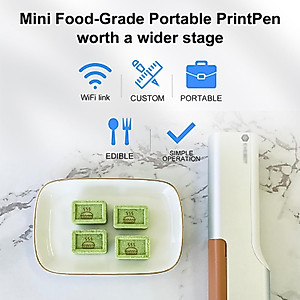 YXCUSAM Food Printer, Portable Latte Art Printer, Wireless Color Barcode Printer for Home Bakers, Professional Chefs (Brown)