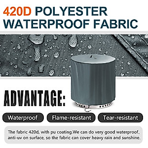 TORUTA Fire Pit Cover for SoIo Stove Cover Yukon Round-32 Inch Heavy Duty 420D Strong Water-proof, Dust-proof, Sun Protection, Draw Rope Windproof Design - Grey