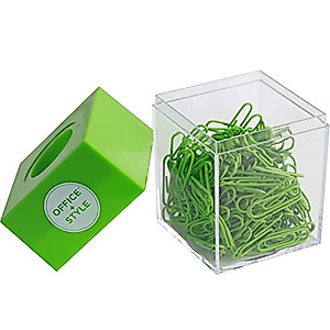 Office Style Paper Clip Dispenser with Magnetic lid, 200 Paper Clips, Green (OS-200PCGREEN)
