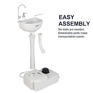 VINGLI Upgraded Portable Sink| Rolling Hand Wash Basin Stand with Towel Holder & Soap Dispenser & Wheels, Perfect for Garden/Camping/Outdoor Events/Gatherings/Worksite/RV/Indoor