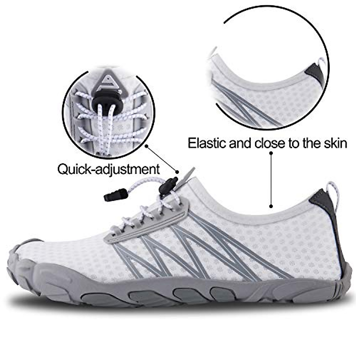 SEEKWAY Water Shoes Sports Quick-Dry Barefoot Aqua Beach Pool Lake Swim Boating Hiking Surfing Men Women 407-White SP001