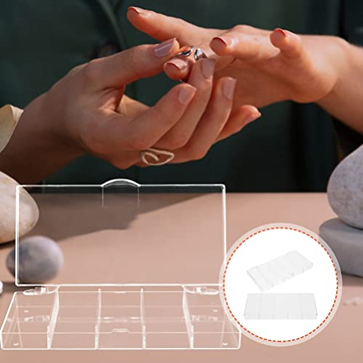 ARTIBETTER Jewelry Organizer 5pcs Clear Plastic Jewelry Box Organizer 5-compartment Parts Storage Boxes Plastic Beads Storage Containers Empty Case Organizer for Small Items Earring Organizer