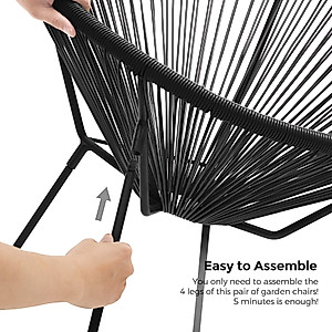 SONGMICS 3-Piece Seating Acapulco, Modern Patio Furniture, Glass Top Table and 2 Chairs Indoor and Outdoor Conversation Bistro Set, Black