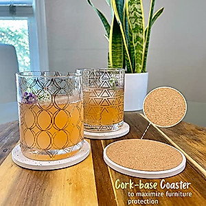 KCT Store Pickleball Gifts for Women and Men - Appreciation Gifts - Absorbent Ceramic Coasters 6pc - Metal Holder & Cylinder Kraft Gift Box Included