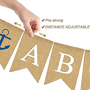 Rainlemon Jute Burlap Welcome Aboard Banner Nautical Boy Baby Shower Birthday Party Nursery Garland Decoration