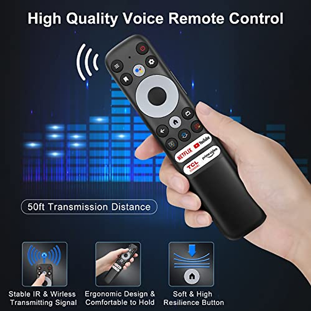 RC902N FMR1 Remote Control for TCL TV Voice Remote,Replacement for TCL 55R646 55S546 65R646 65S546 75R646 75S546 Mini-LED QLED 4K UHD Smart TV