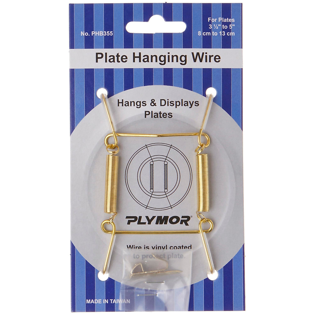 Plymor Shiny Gold Finish Wall Mountable Plate Hanger, 3.125" H x 1.75" W x 0.5" D (For Plates 3.5" - 5")