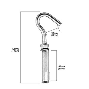 Yasorn M8 Open Cup Hook Screw Stainless Steel Expansion Heavy Duty Bolts Pack of 5