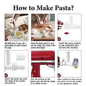 EHZBTL Pasta Press Attachment with 6 Different Shapes of Pasta Outlet, Durable Pasta Press Attachments for KitchenAid