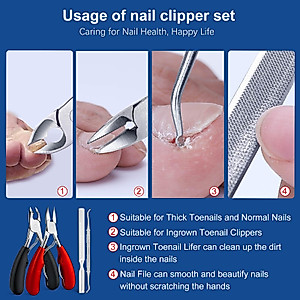 Biufesrst Toenail Clippers, Nail Clipper for Seniors Thick Toenails, Ingrown Heavy Duty Nail Clippers, Extra Large Professional Adult Toe Nail Clipper Sets with Long Handle