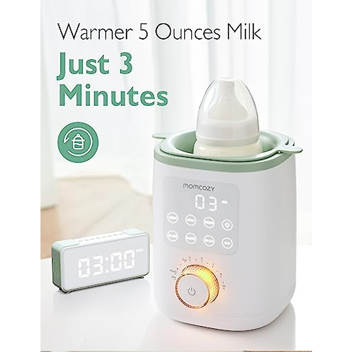 Momcozy Nutri Bottle Warmer, 9-in-1 Baby Bottle Warmer with Night Light, Accurate Temperature to Preserve Fullest Nutrients in Breast Milk, Bottle Warmers for All Bottles with Breastmilk or Formula
