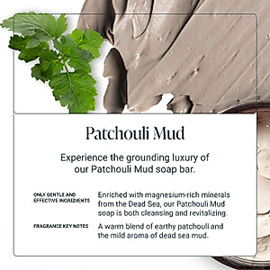 The Bubble Factory Patchouli Mud - Handmade in the USA, Palm Oil Free, All Natural Bar Soap, 3 Bars
