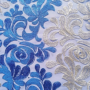 WorthSJLH African Lace Fabric 5 Yards 2022 Net Nigerian Lace French Lace Fabric Embroidered Guipure Cord Lace LF204(blue)