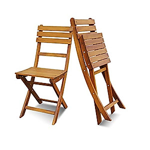 INTERBUILD REAL WOOD Acacia Hardwood Sofia Folding Chairs Balcony|Dining|Lawn|Indoor|Outdoor|Patio Chairs, 17" Tall, 2 Piece Set - Golden Teak