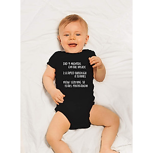 CBTwear Did 9 Month, Escaped Through a Tunnel, Serving 18 Years Baby Bodysuit Unisex Comfy Humor (Newborn, Black)