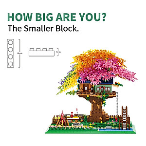Kadablk Rainbow Flowers Building Block with Light,Sakura Cherry Blossom Bonsai Tree House Construction Set,4451 PCS Mirco Blocks Architecture for Adults and Teens
