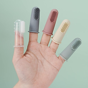 haakaa Silicone Baby Finger Toothbrush, Oral Care for Infants&Babies&Toddlers&Kids, Soft Food Grade Silicone, 0 Months+, 2 Pack, Blush