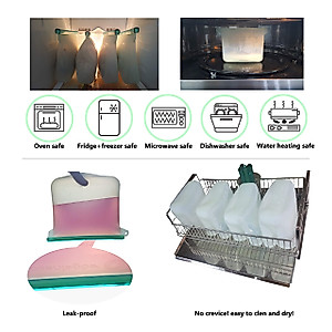 Edgeineco 4-pack Reusable Silicone Food Bag Airtight Seal Food Grade Preservation Multipurpose Bag Ideal for Food containers, Reusable Lunch bag, Organization set, Hot Cooking, Microwave, Steam Heat.