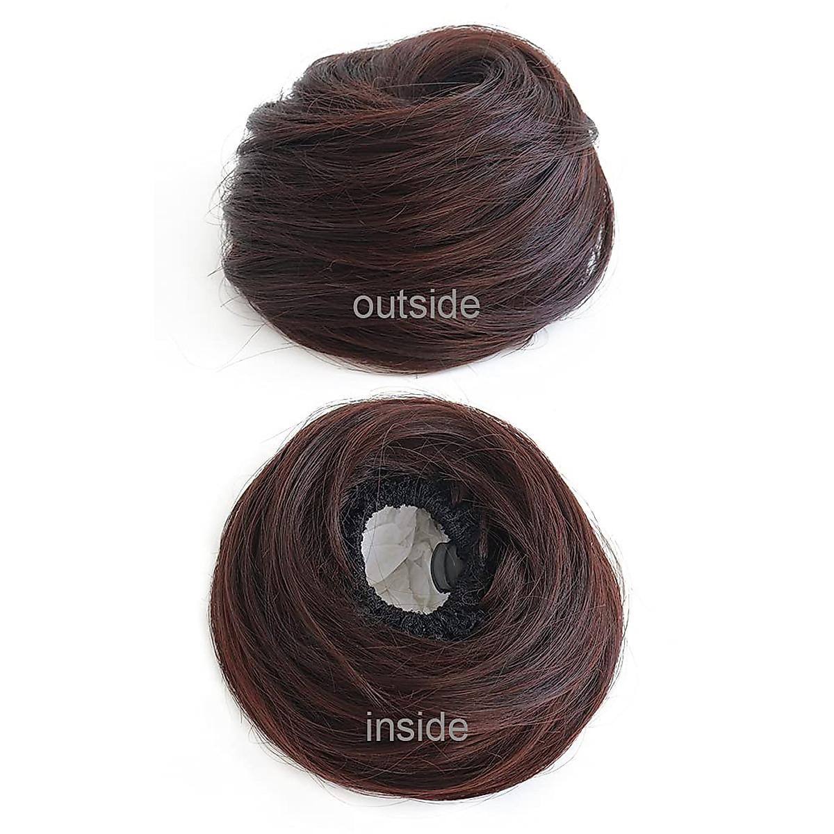 HSPJHTM 2 PCS Hair Bun Extensions Wig Accessory Updo Hairpieces Curly Wavy Hair Scrunchies Updo Hair Pieces Bun Extension Ponytail Messy for Women Girls - Chestnut Brown
