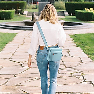 SIMTOP Tablet Sleeve Bag, 11 inch Daily Shoulder Bag for Tablet, Waterproof Crossbody Bag with Smart Organization for Accessories, Essentials Lightweight, YKK Zipper Bag, Polyester (Light Blue)