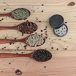 HOMVIDA Manual Spice Grinder - 2 inch Aluminum Portable Size with Magnetic Lid - Black