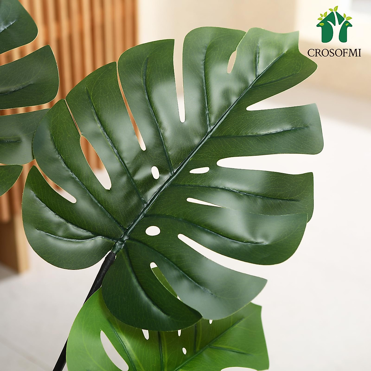 CROSOFMI Artificial Monstera Deliciosa Plant 37" Fake Tropical Palm Tree, Perfect Faux Swiss Cheese Plants in Pot for Indoor Outdoor House Home Office Garden Modern Decoration Housewarming Gift,2 Pack