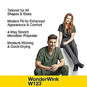 WonderWink W123 Men’s V-Neck Scrub Top — Black, Medium