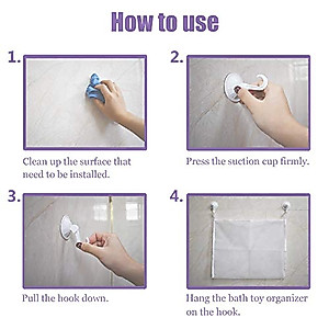 Bath Toy Organizer Mesh Storage Organizer Baby Shower Toys Bathtub Net Bag Kids Quick Dry Bathtub Mesh Net Bathtub Toy Holder 2 X Bathroom Storage Bag & 6 X Strong Suction Hooks (White)