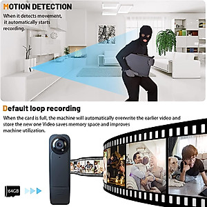 Mini Body Camera, 1080P 64G Body Worn Camera with Upgraded Clip, 1000Mah Battery, Small Personal Wearable Pocket Body Worn Cam Bike Camera for Cycling Home Office Security