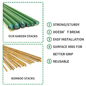 G-LEAF Sturdy Metal Garden Stakes 4 Ft Plastic Coated Steel Tube Plant Sticks for Tomato,Cucumber,Strawberry, Bean,Tree,Pack of 50