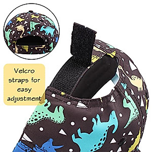 Bamery Toddler Girl Baseball Hat Flat Brim Boy Baseball Caps Sun Protection Kid Trucker Cap 6M-8Y (Black Dinosaur,6-24Months)