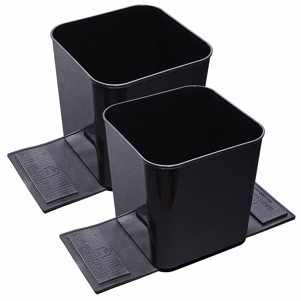 HAUSSIMPLE Car Trash Can Waterproof Plastic Garbage Bin Litter Waste Basket Auto Interior Organizer 1.4 Gallon with No Tip Stability Flap Pack of 2 (Black)