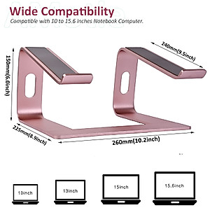 AMOTIE Laptop Desk Stand, Ergonomic Aluminum Laptops Elevator for Desk, Notebook Holder Stand Compatible with MacBook Pro/Air HP Lenovo Samsung Huawei ，All 10-15.6" Laptops，Pink Gold