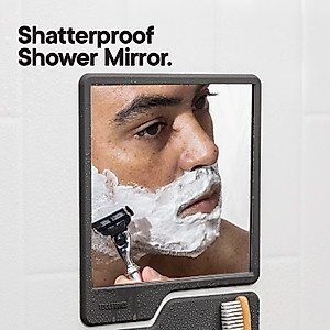 Tooletries - The Harvey & Oliver Set - Silicone Shower Toothbrush Holder and Razor Holder with Anti Fog Mirror - Silicone Shower Organizer - Removable & Reusable - Charcoal