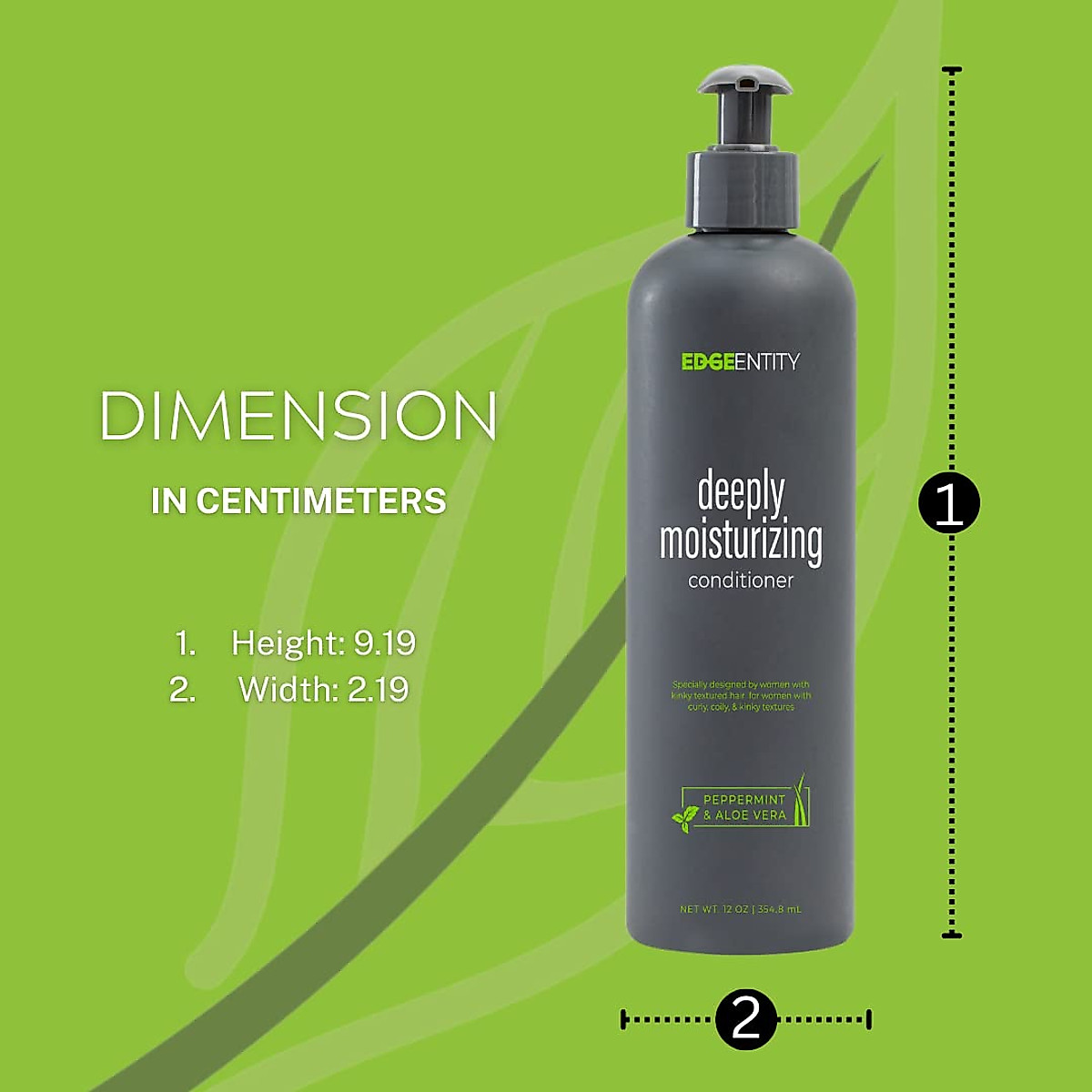 Edge Entity Peppermint & Aloe Vera Conditioner, Moisturizing & Conditioning Treatment, Hydrating Conditioner for Kinky, Curly, Coily, 4A-4C hair types, for Women- 8 oz