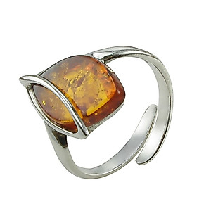 HolidayGiftShops Honey Amber and Sterling Silver Adjustable Ring Hanna
