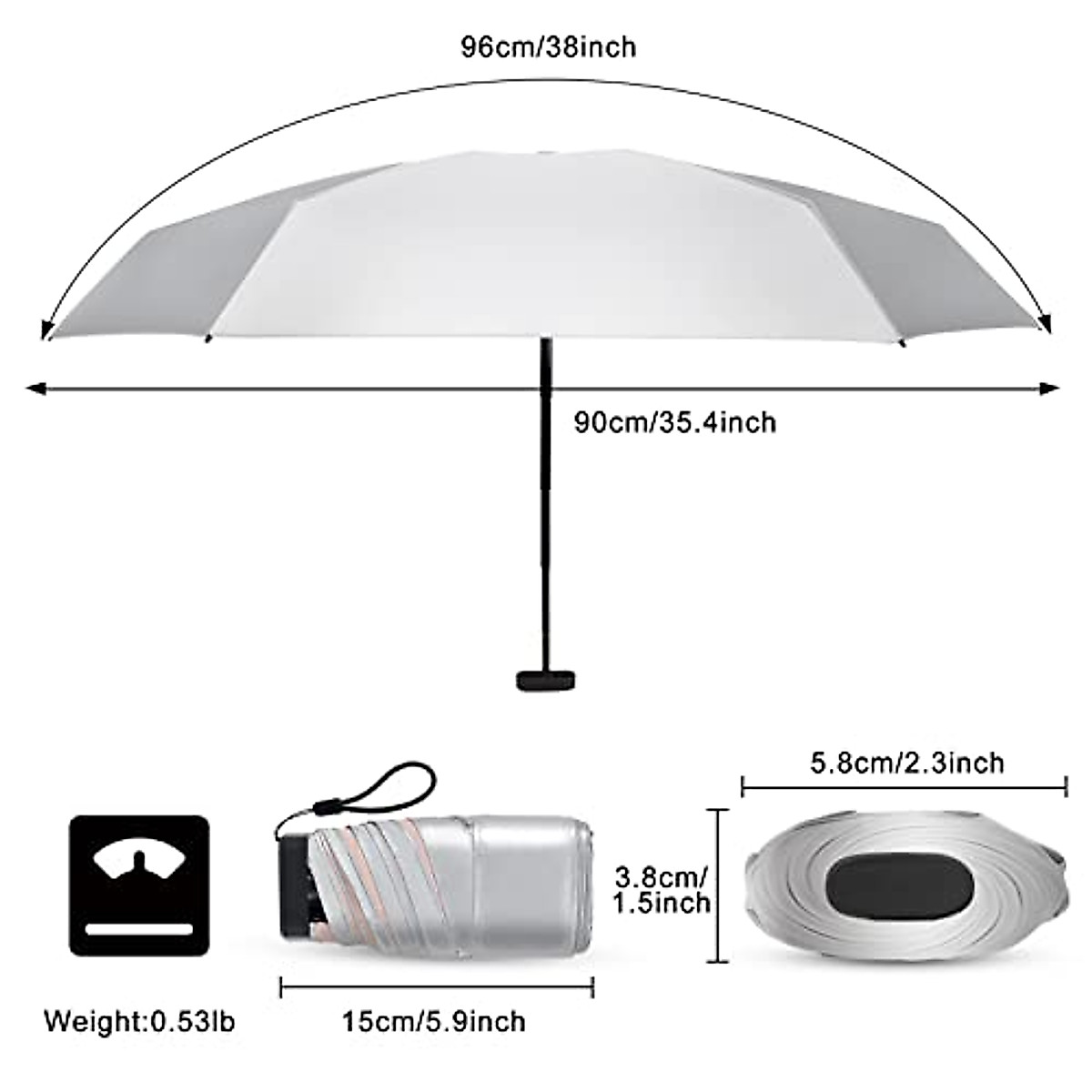 LEAGERA Mini Umbrella For Purse - UPF 50+ UV Blocker Umbrella, Small Lightweight Travel Umbrella Compact Sun Umbrella, Women Kids Parasol Umbrellas, Silver&Purple