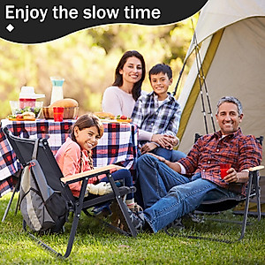 Lallisa 2 Pack Folding Camping Chairs, Portable Lightweight Low Lawn Chair with Thicken 600D Oxford Beach Camp Park Chairs Supports 253lbs Carbon Steel Armchairs for Hiking Fishing Picnic Concerts