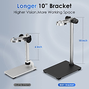 TOMLOV USB Microscope Stand BS01,10 inch Adjustable Microscope Stand Base, Professional Holder Desktop Support Bracket for LCD Digital Microscope, Max 1.38" in Diameter