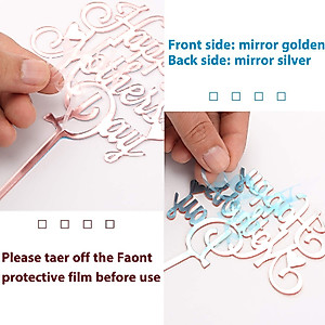 Mother's Day Cake Topper, 10pcs Acrylic Happy Mother's Day Cupcake Topper for Birthday Mother's Day Cake Party Decoration Supplies (Pink -1)